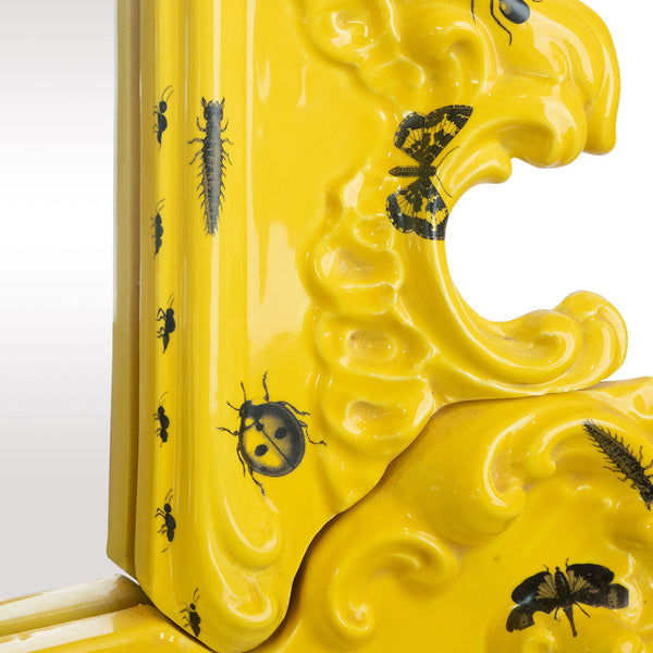 Ceramic Baroque-Style Mirror with Hand-painted Insects | Casa Branca