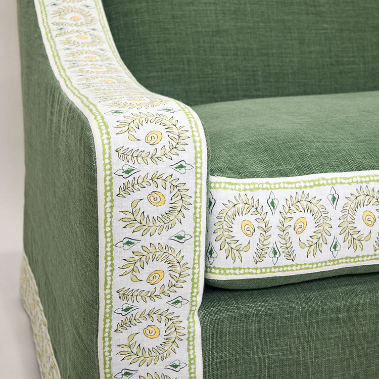 Devon Sofa in Fiandre Linen and Palampore Stripe – Casa Branca