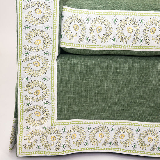 Devon Sofa in Fiandre Linen and Palampore Stripe – Casa Branca