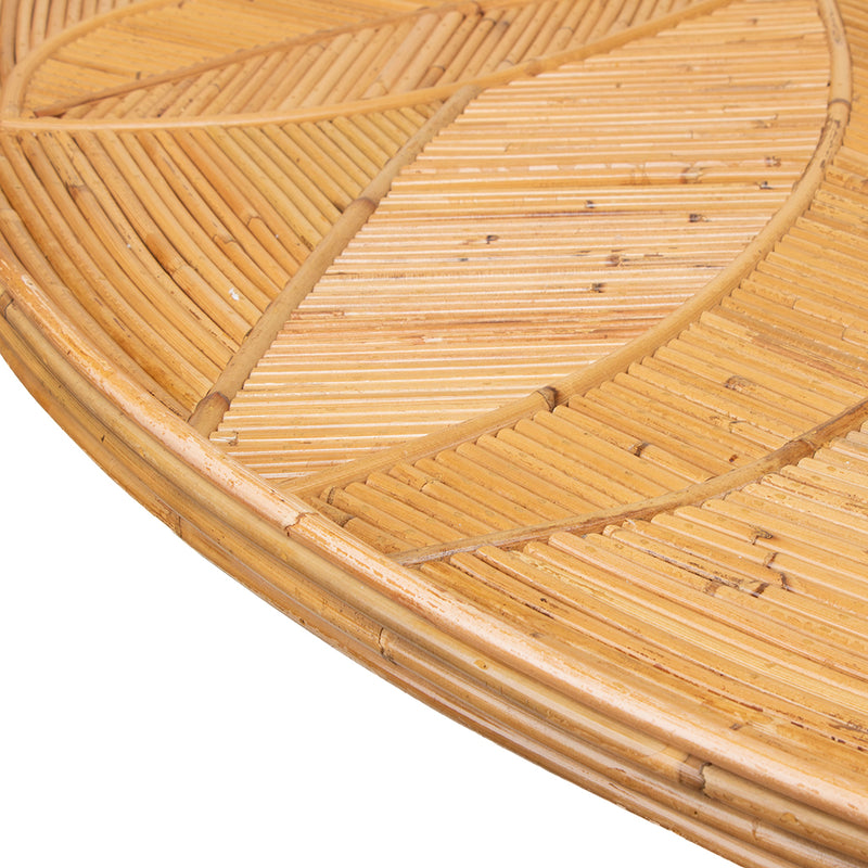 Rattan Round Table with Glass Top – Casa Branca