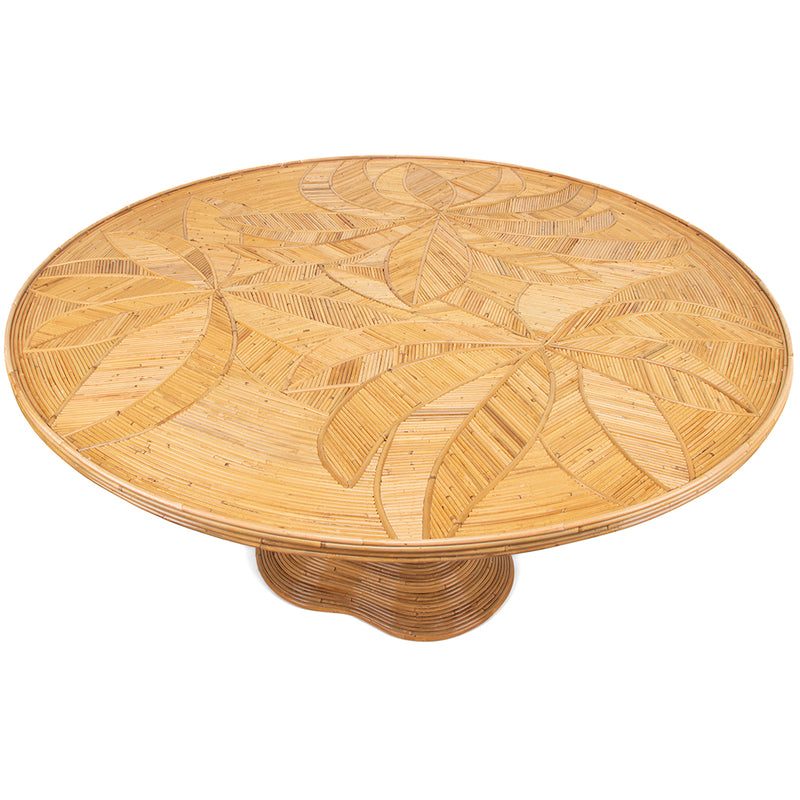 Rattan Round Table with Glass Top – Casa Branca