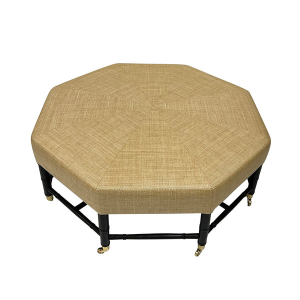 Brighton Octagonal 48"D Ottoman in Raffia Quadri Natural | Casa Branca